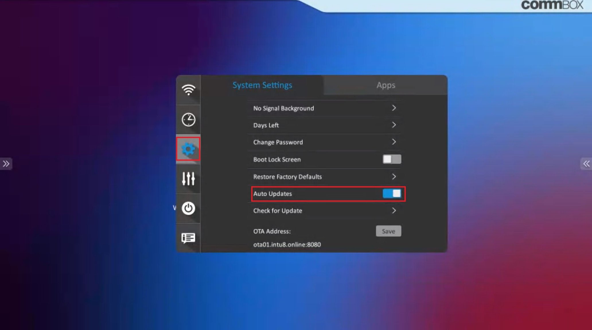 How do I update my CommBox Classic V3 to new firmware via OTA?