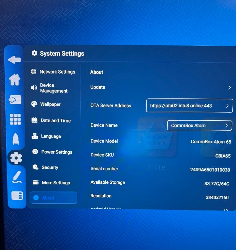 How to update firmware of the Atom Interactive Screen