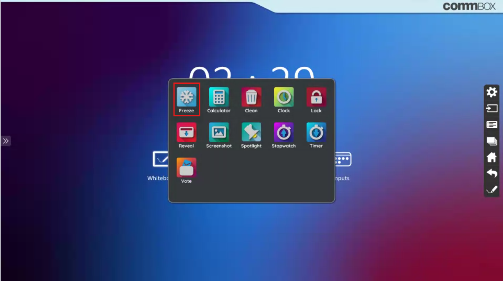 How do I freeze my CommBox Interactive Classic V3/V3X screen at any time?