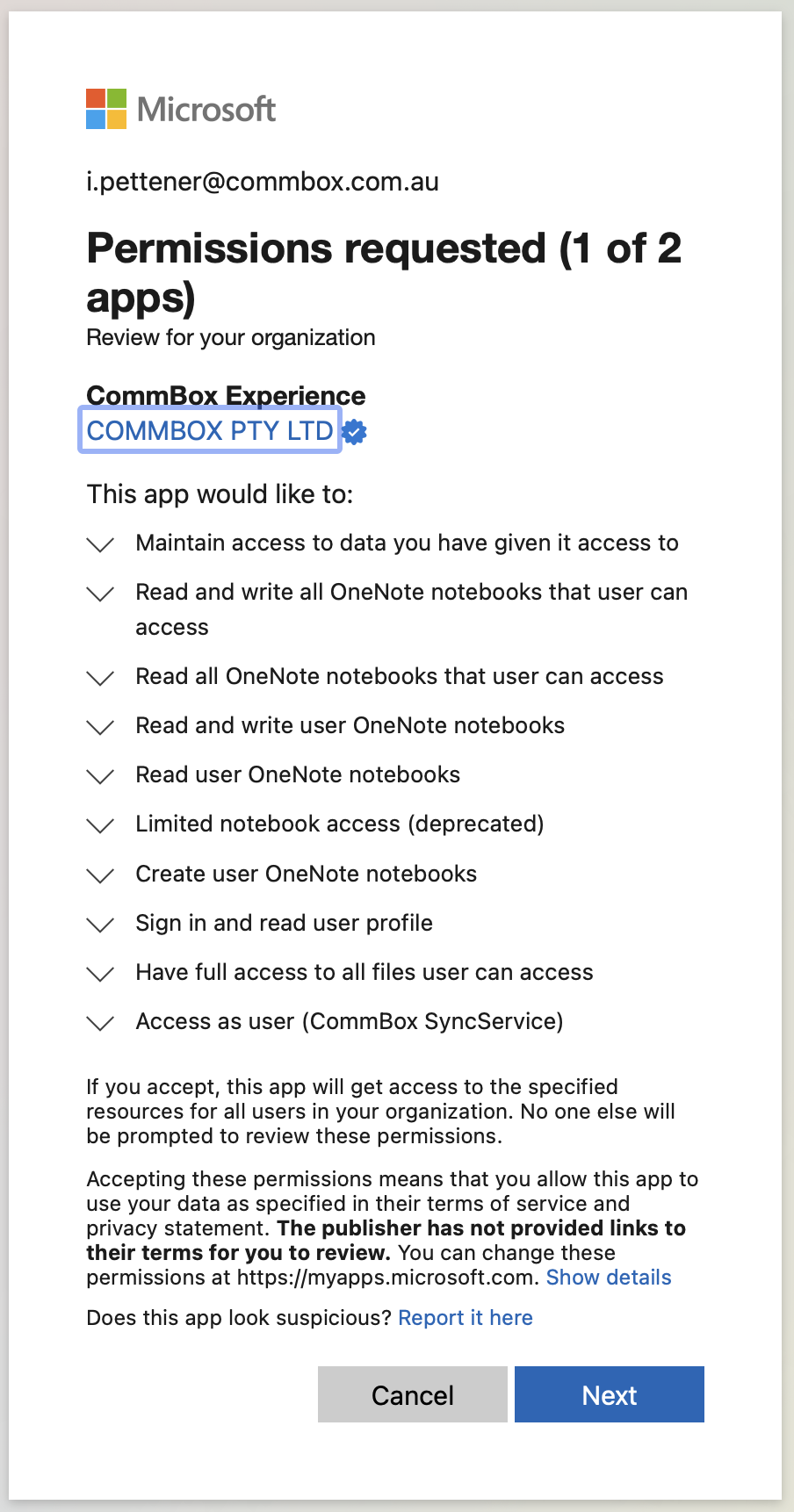 Approving CommBox Experience for your Microsoft Tennant
