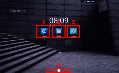 CommBox LED Board: W Home screen functions